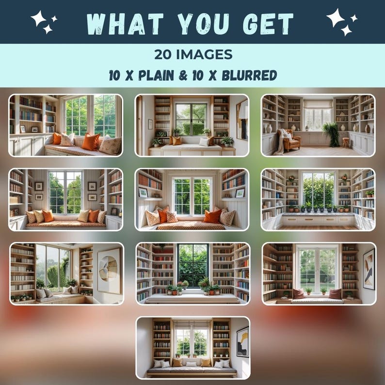 20 Modern Bookshelf and Window Zoom Background | Virtual Background ...