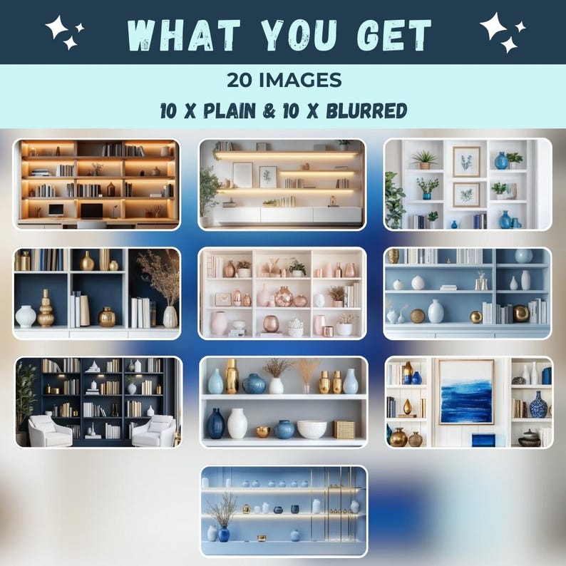 20 Modern Wall Shelving Zoom Background Bundle, Virtual Background ...