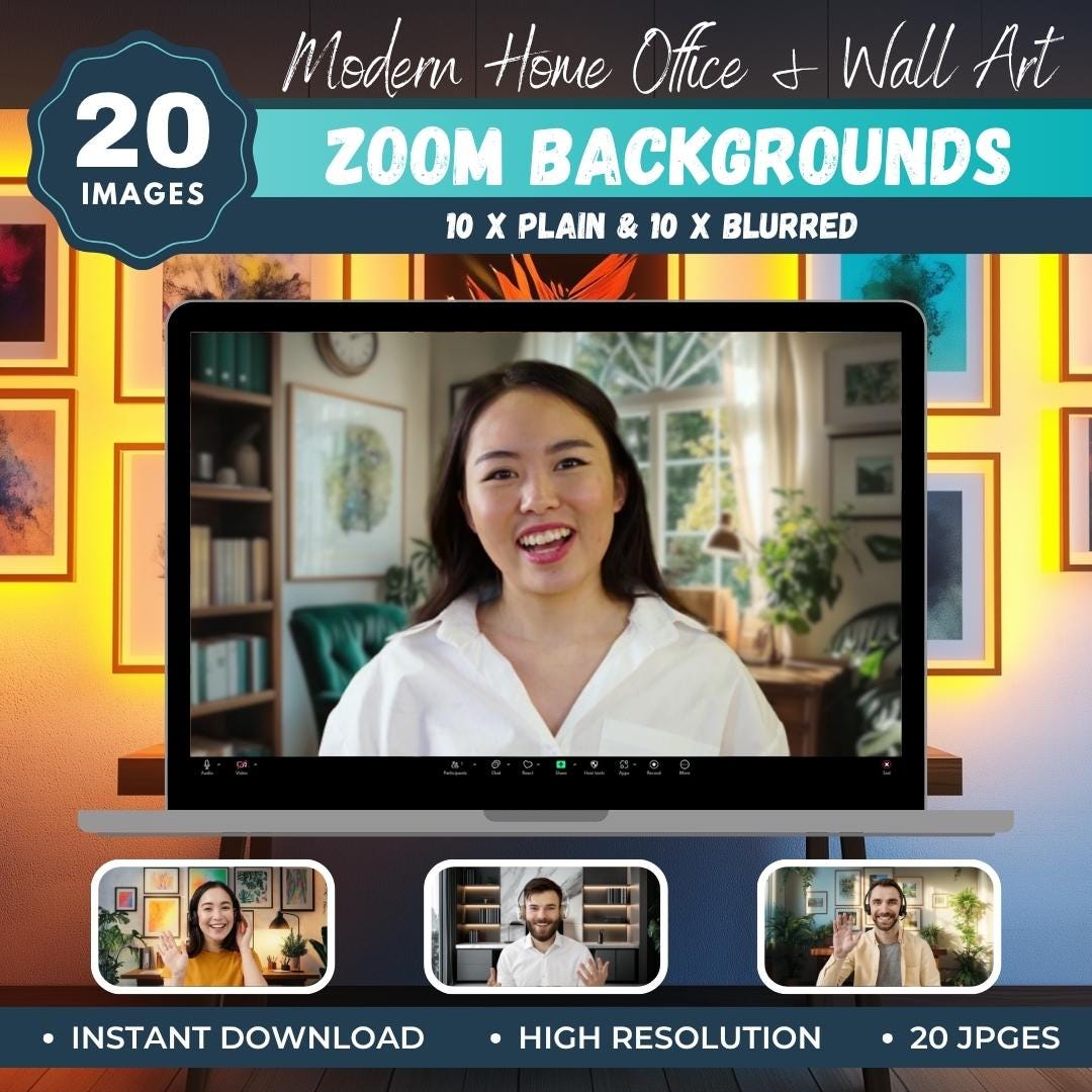 Modern Home Office Zoom Backgrounds: Elegant Wall Art (digital Download ...