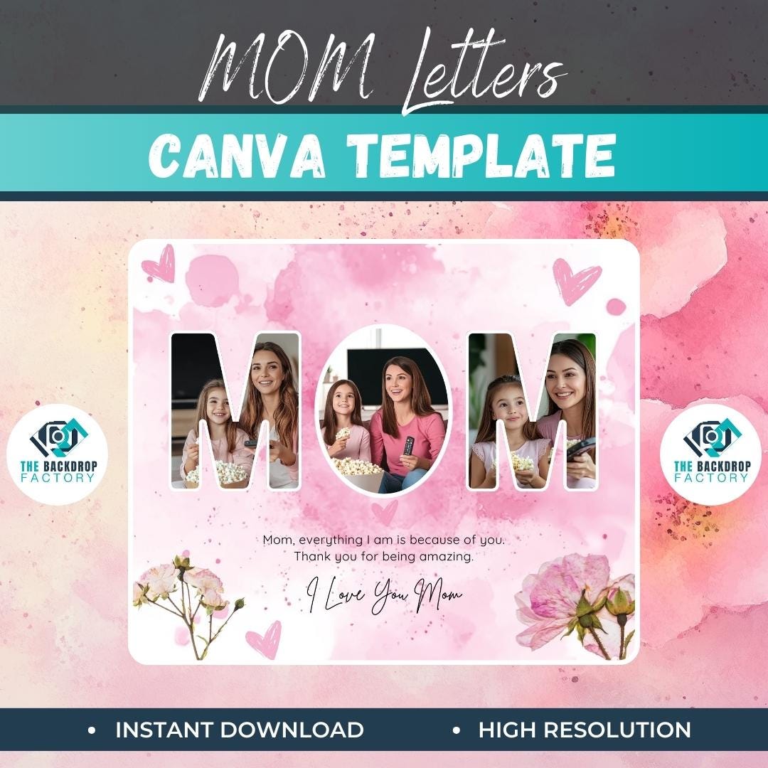 Happy Mother's Day MOM Letters Canva Template | Mom Template | Mom ...