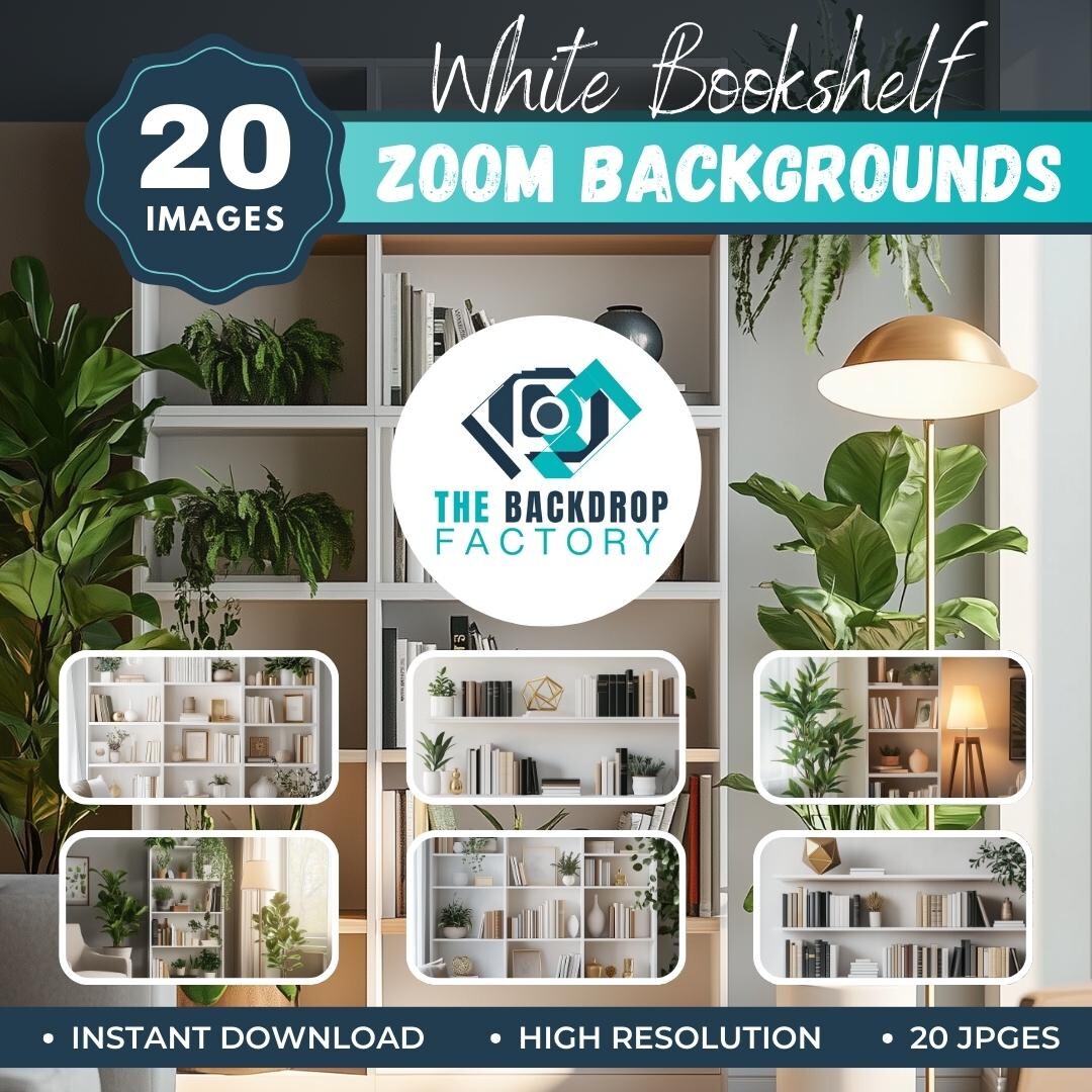 20 White Bookshelf Zoom Background, Zoom Virtual Background, Teams ...