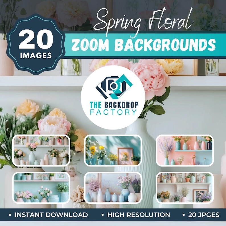 20 Spring Floral Arrangements Zoom Background, Zoom Virtual Background ...