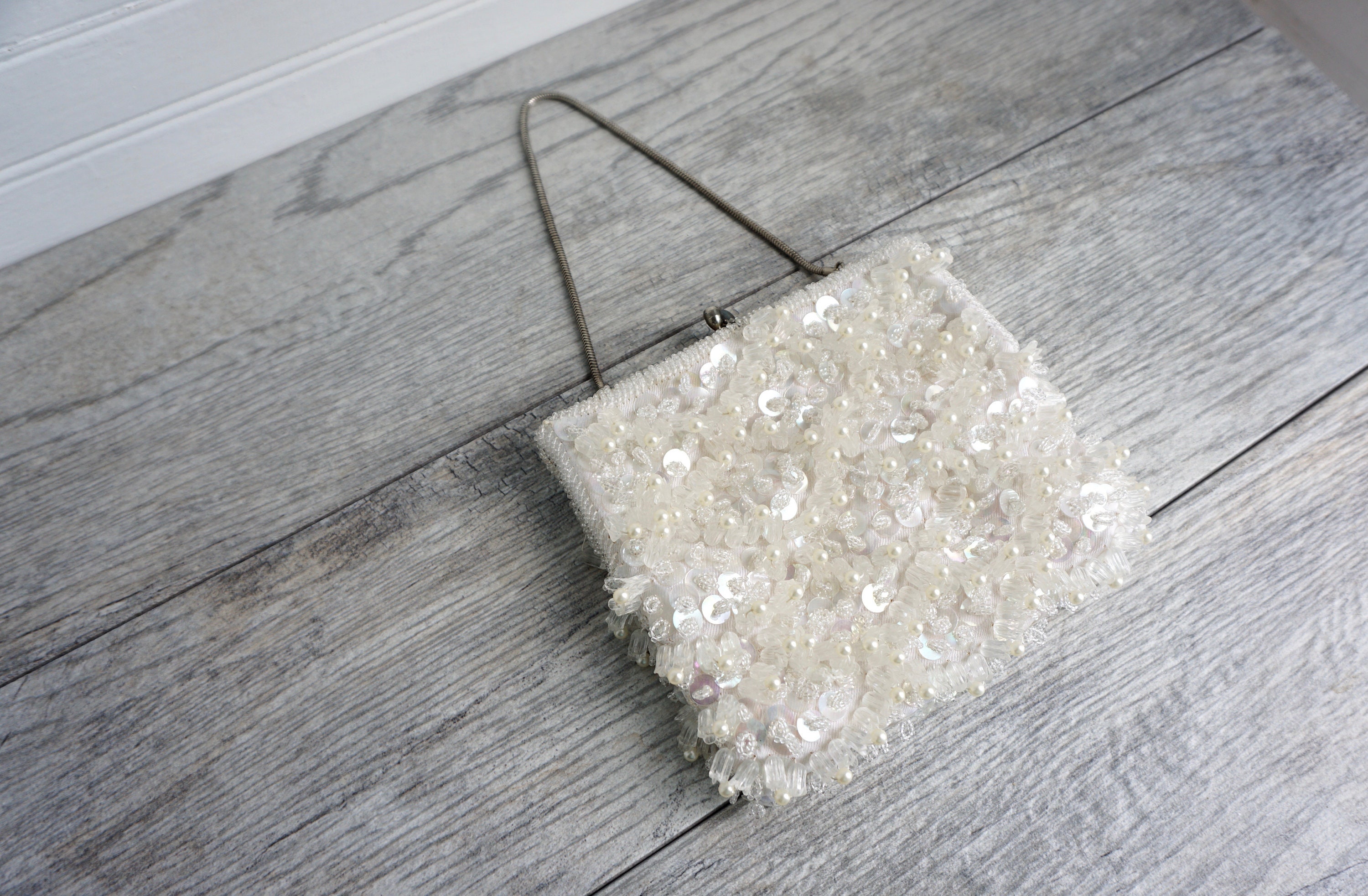 Vintage White Beaded Evening Bag Purse by Walborg, Hong Kong - Etsy