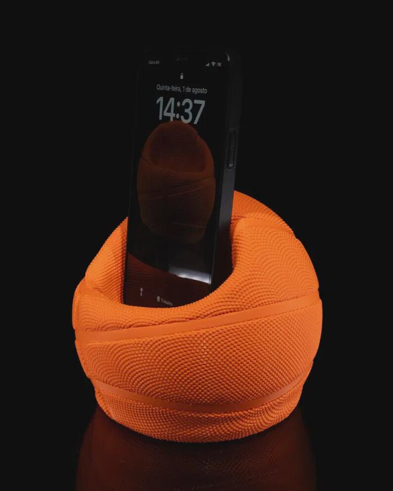 Basketball Phone Stand – 3D Printed PLA in Orange & White | Sports ...