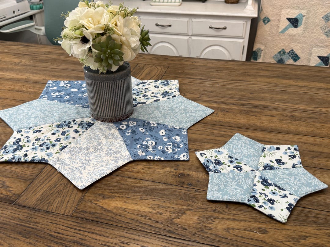 Coastal Quilted Table Topper & Hot Pad | Nautical Kitchen and Table ...