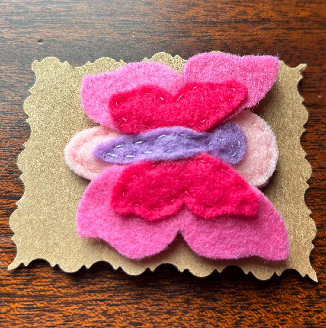Pink Butterfly Clip -handmade Clips - Felt Hair Clips-toddler Bows-cute ...