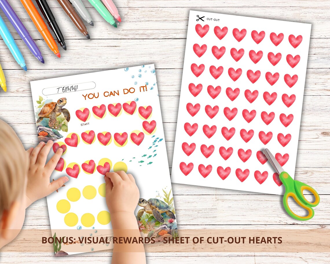 Turtle Reward Chart, Printable Behavior Chart, Daily Chore Chart, Kids ...