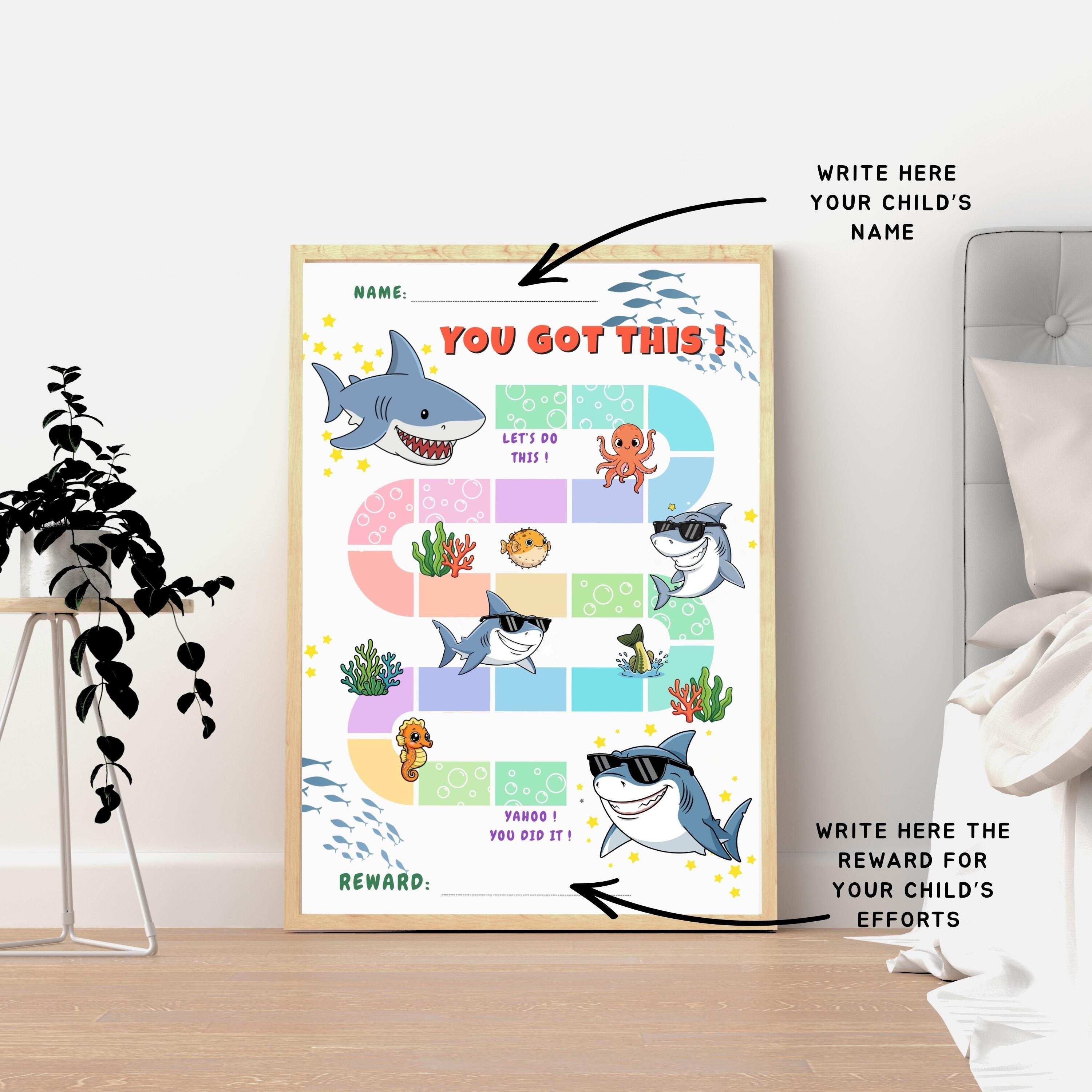 Shark Reward Chart – Playful Kids Behavior & Potty Training (digital ...