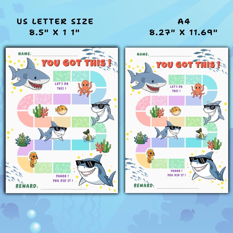 Shark Reward Chart – Playful Kids Behavior & Potty Training (digital ...