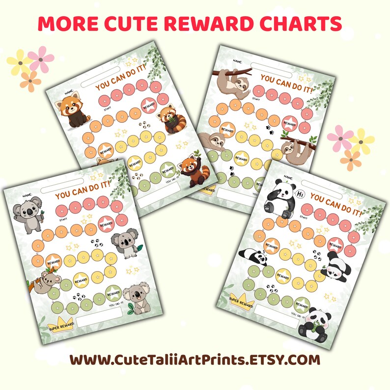 Leafy Boho Racoon Reward Chart for Kids, Printable Chore Chart, Fun ...