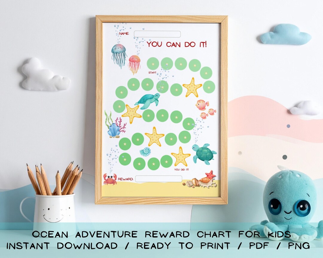 Ocean Adventure Reward Chart for Kids – Printable Kids Chore Tracker ...