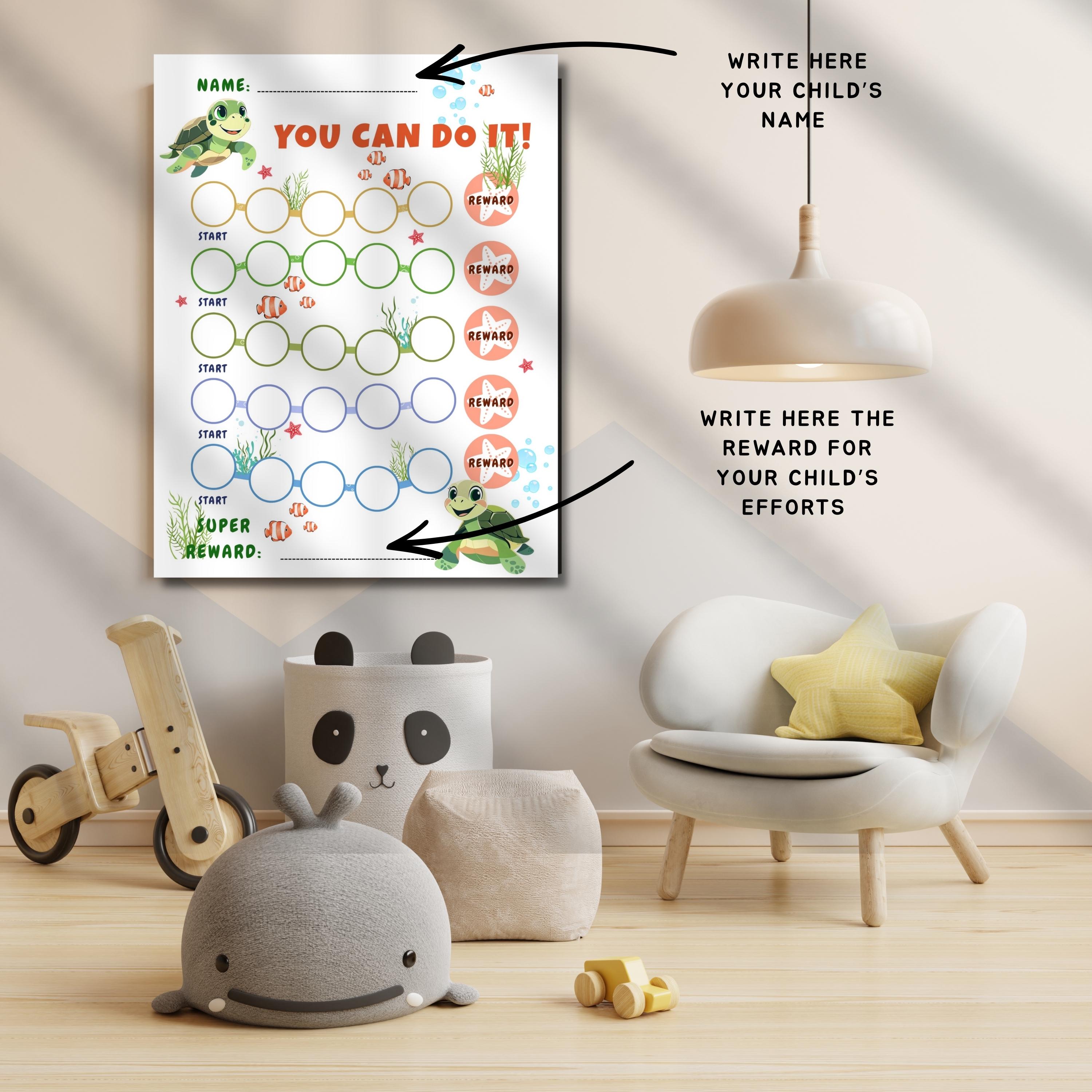 Adorable Turtle Reward Chart, Potty Training Tracker, Pastel Colors ...