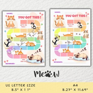 Cute Playful Printable Rainbow Kitty Cat Reward Chart for Toddlers and ...