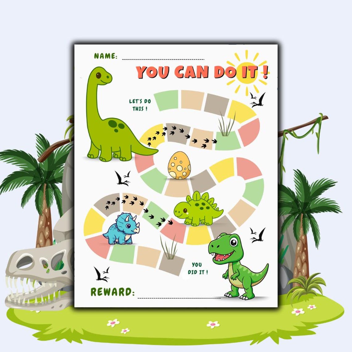 Dinosaur Potty Training Reward Chart, Kids Printable (digital Download ...