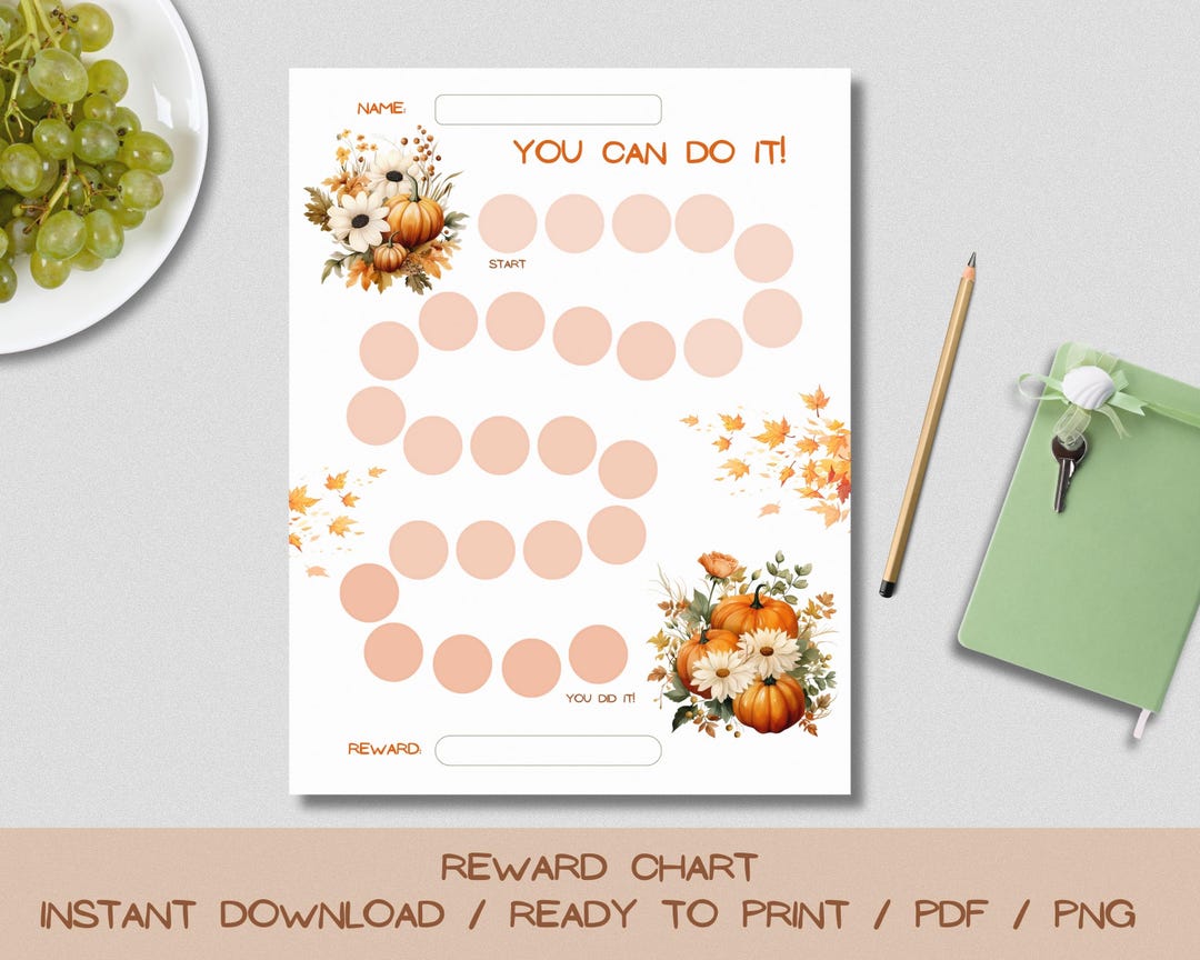 Simple Autumn Printable Reward Chart for Toddlers,preschool,1st-3rd ...