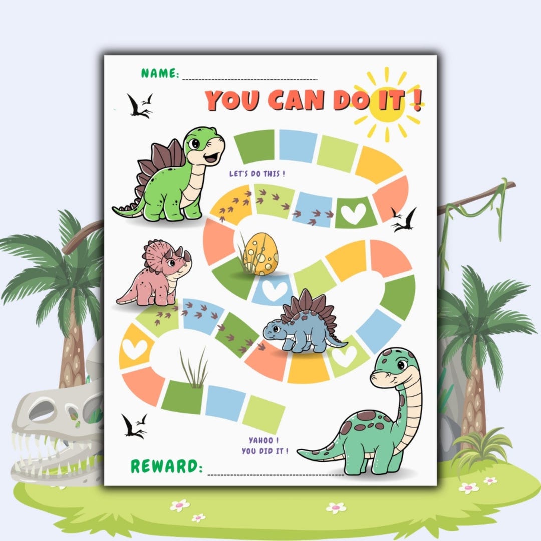 Dinosaur Potty Training Reward Chart, Kids Printable (digital Download ...