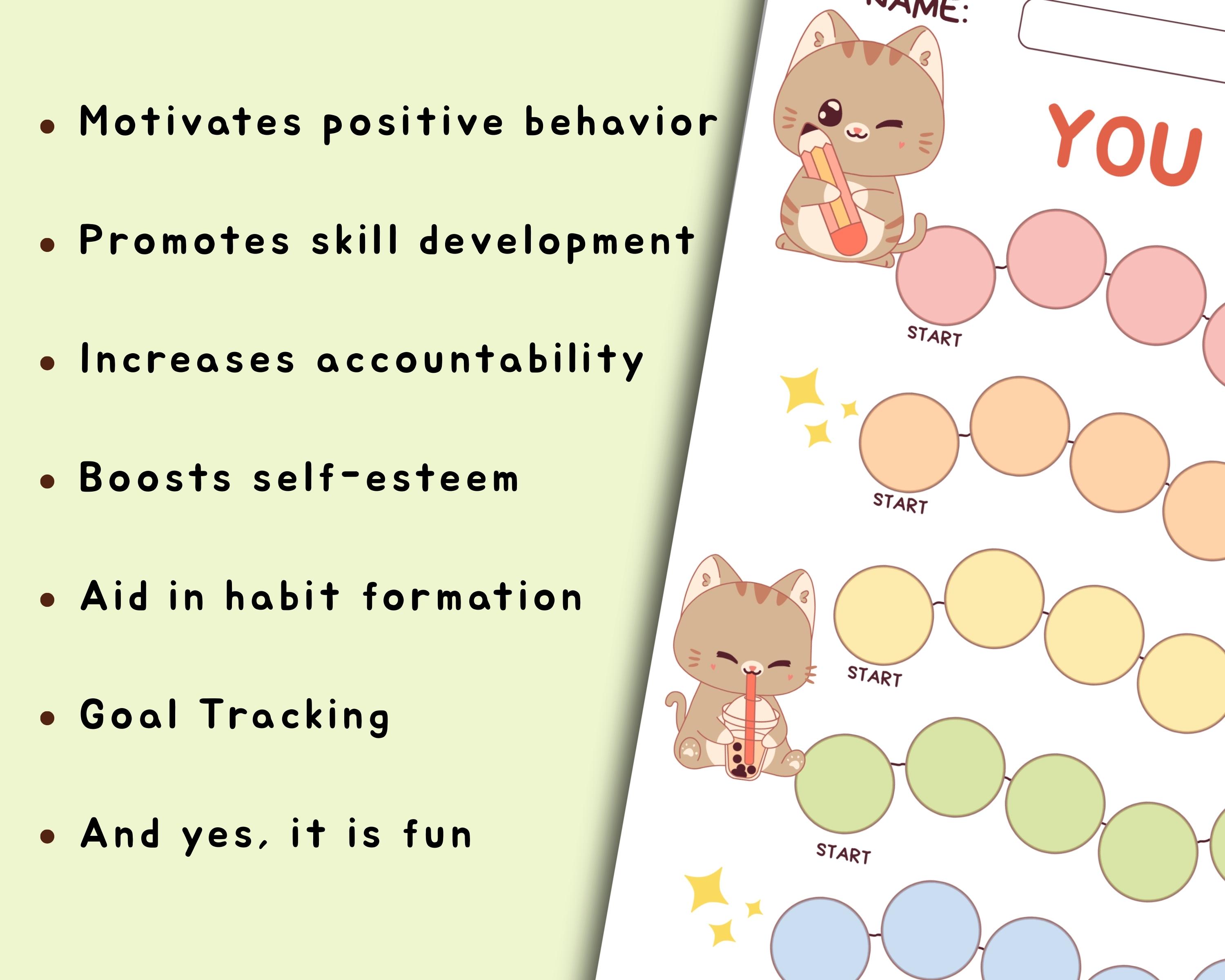 Printable Kitty Cat Reward Chart for Kids | Behavior Chart | Toddler ...