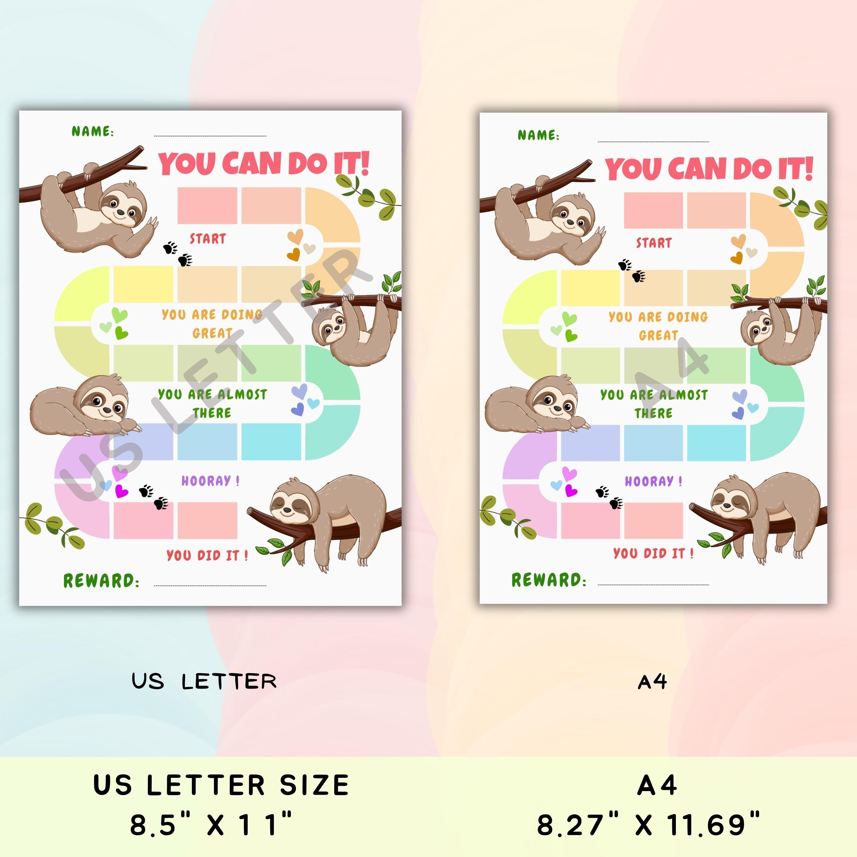 Sloth Reward Chart for Kids | Printable Chore Chart, Toddler Behavior ...