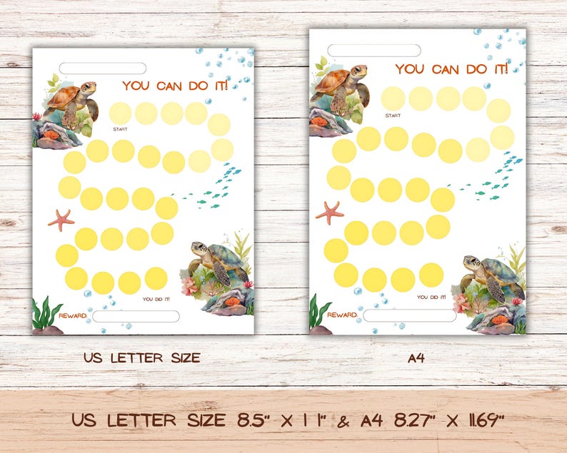 Turtle Reward Chart, Printable Behavior Chart, Daily Chore Chart, Kids ...