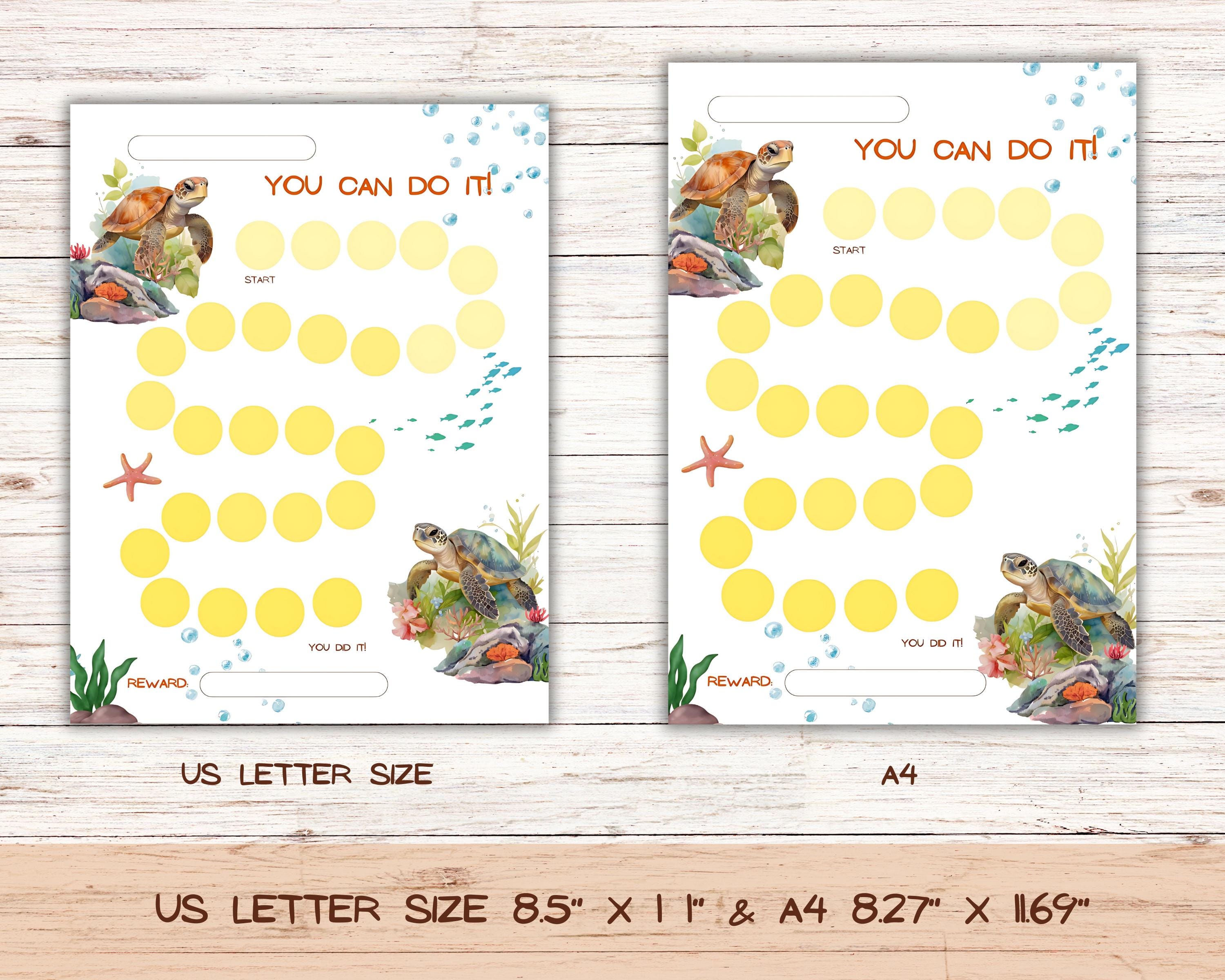 Turtle Reward Chart, Printable Behavior Chart, Daily Chore Chart, Kids ...