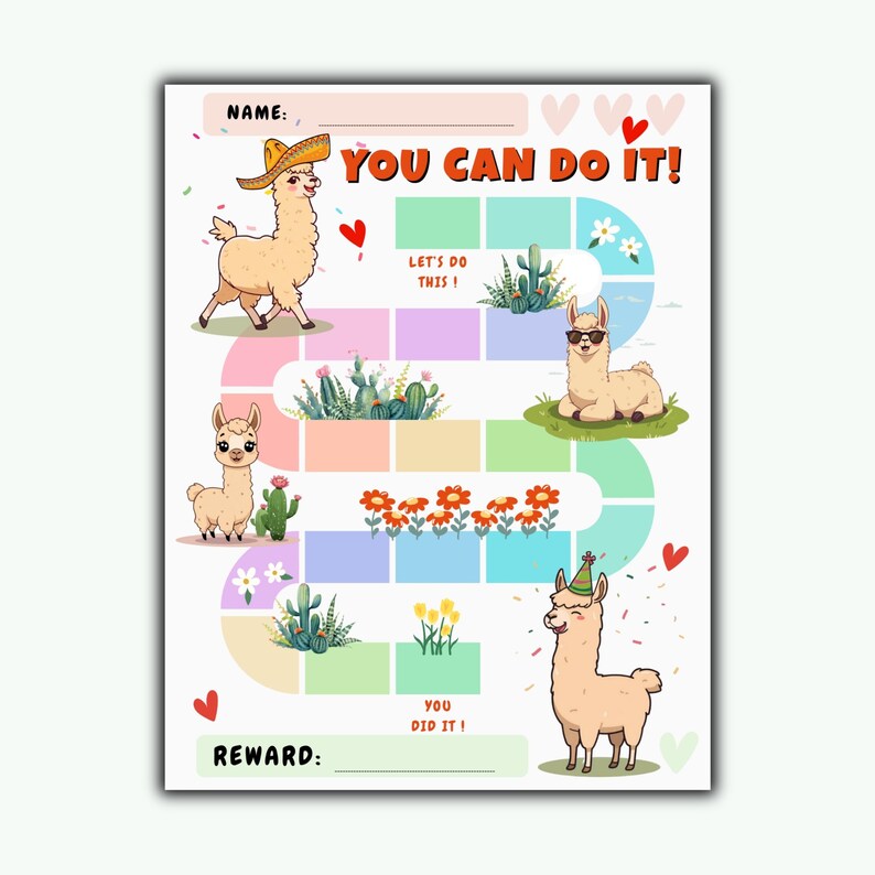 Llama Reward Chart Printable, Kids Behavior Tracker (digital Download ...