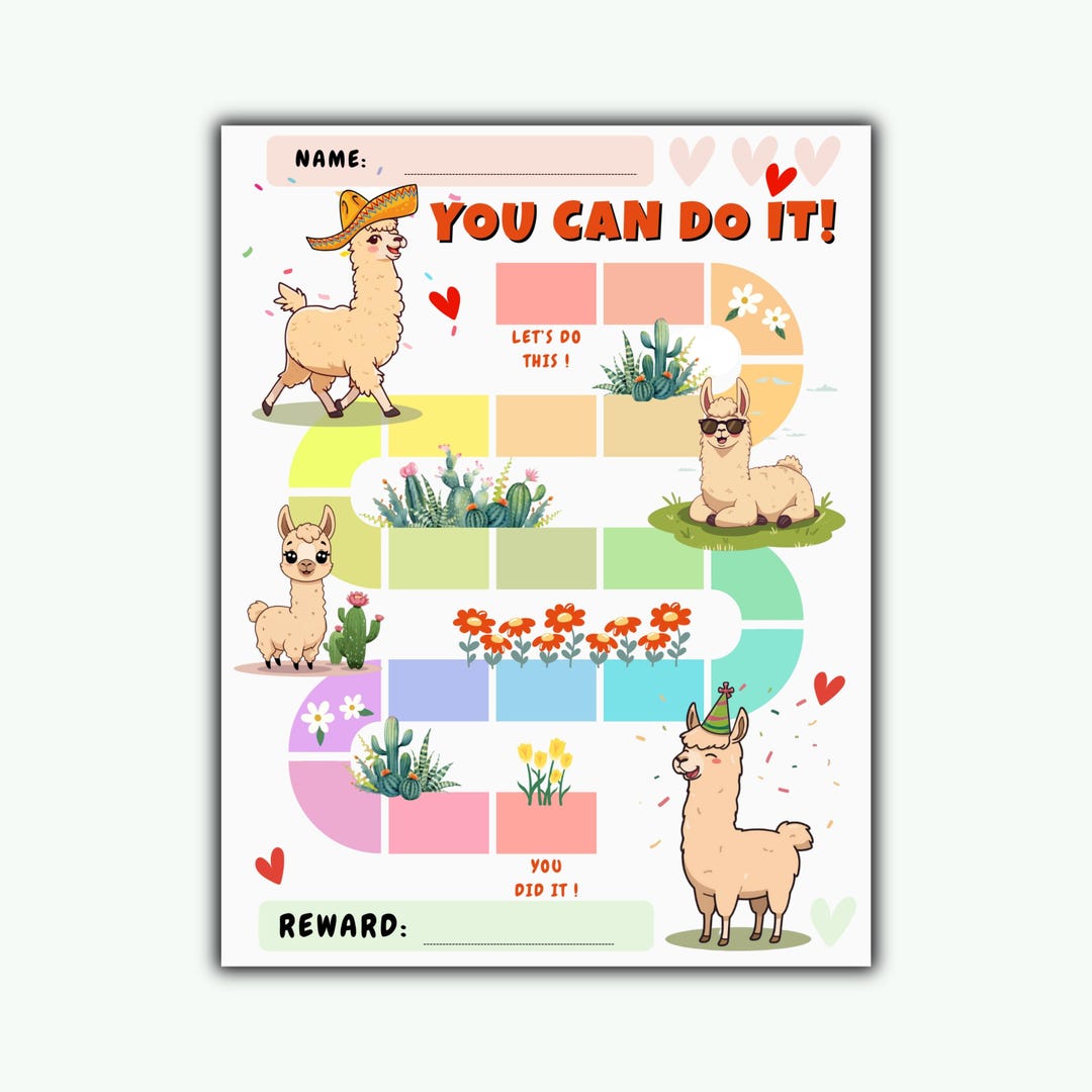 Llama Reward Chart Printable, Kids Behavior Tracker (digital Download ...
