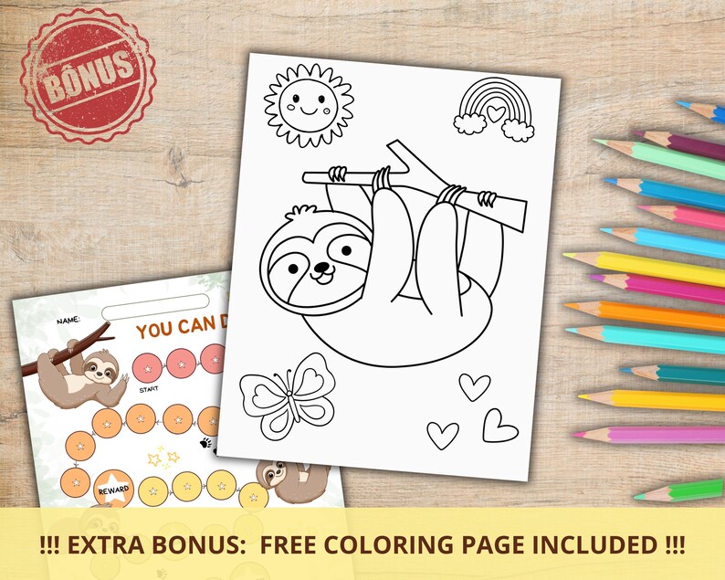 Boho Sloth Reward Chart for Kids | Chore & Behavior Tracker (PDF, PNG ...