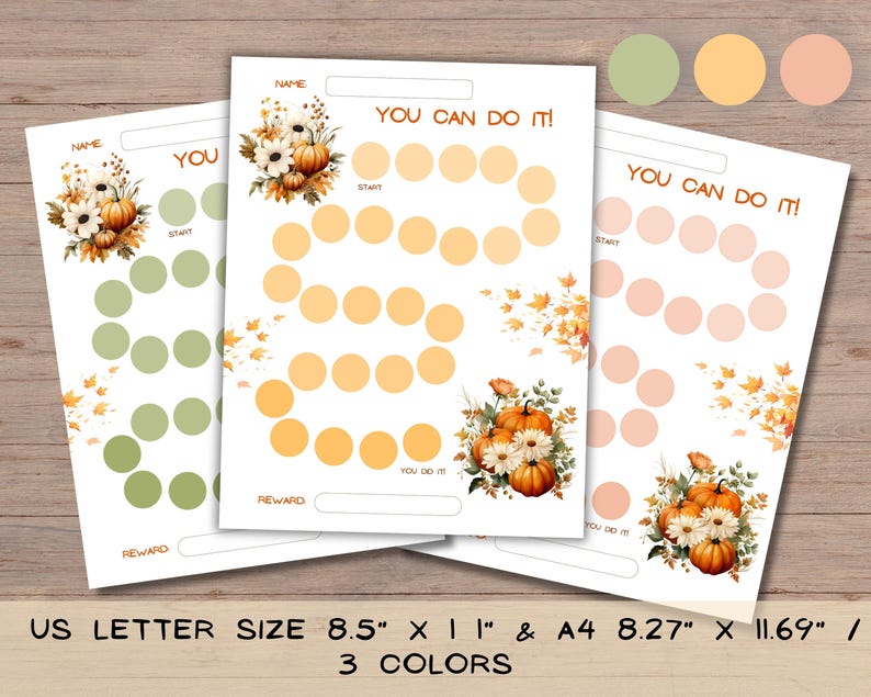 Simple Autumn Printable Reward Chart for Toddlers,preschool,1st-3rd ...