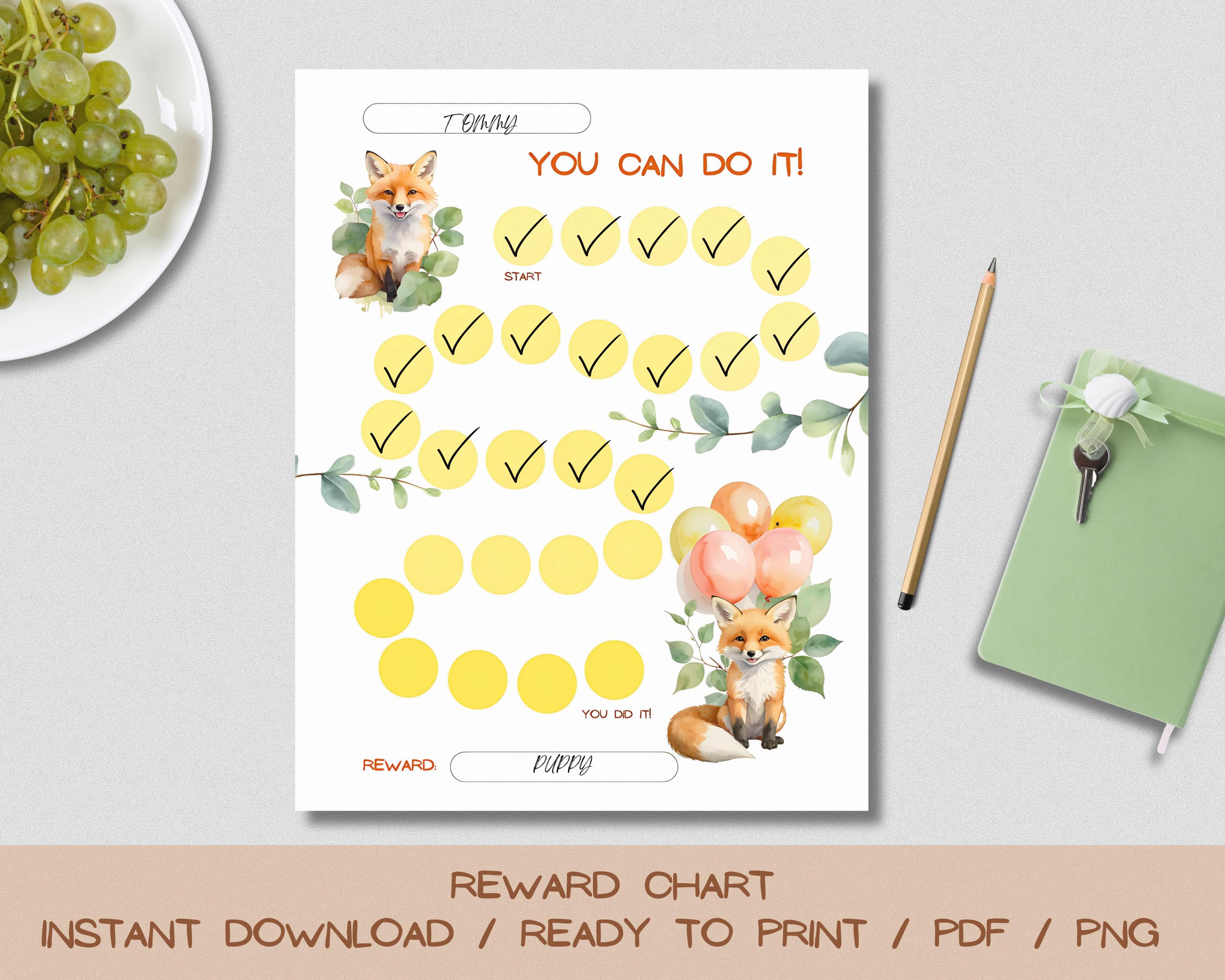 Fox Reward Chart – Printable Kids Chore Tracker With Woodland Fox Theme ...