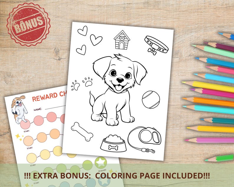Printable Puppy Reward Chart for Kids, Behavior Chart, Toddler Routine ...
