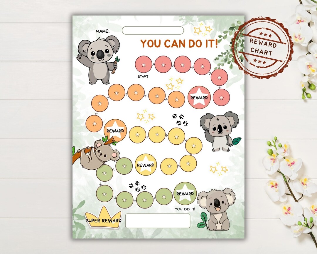 Boho Koala Reward Chart for Kids | Printable Chore Chart, Sticker ...