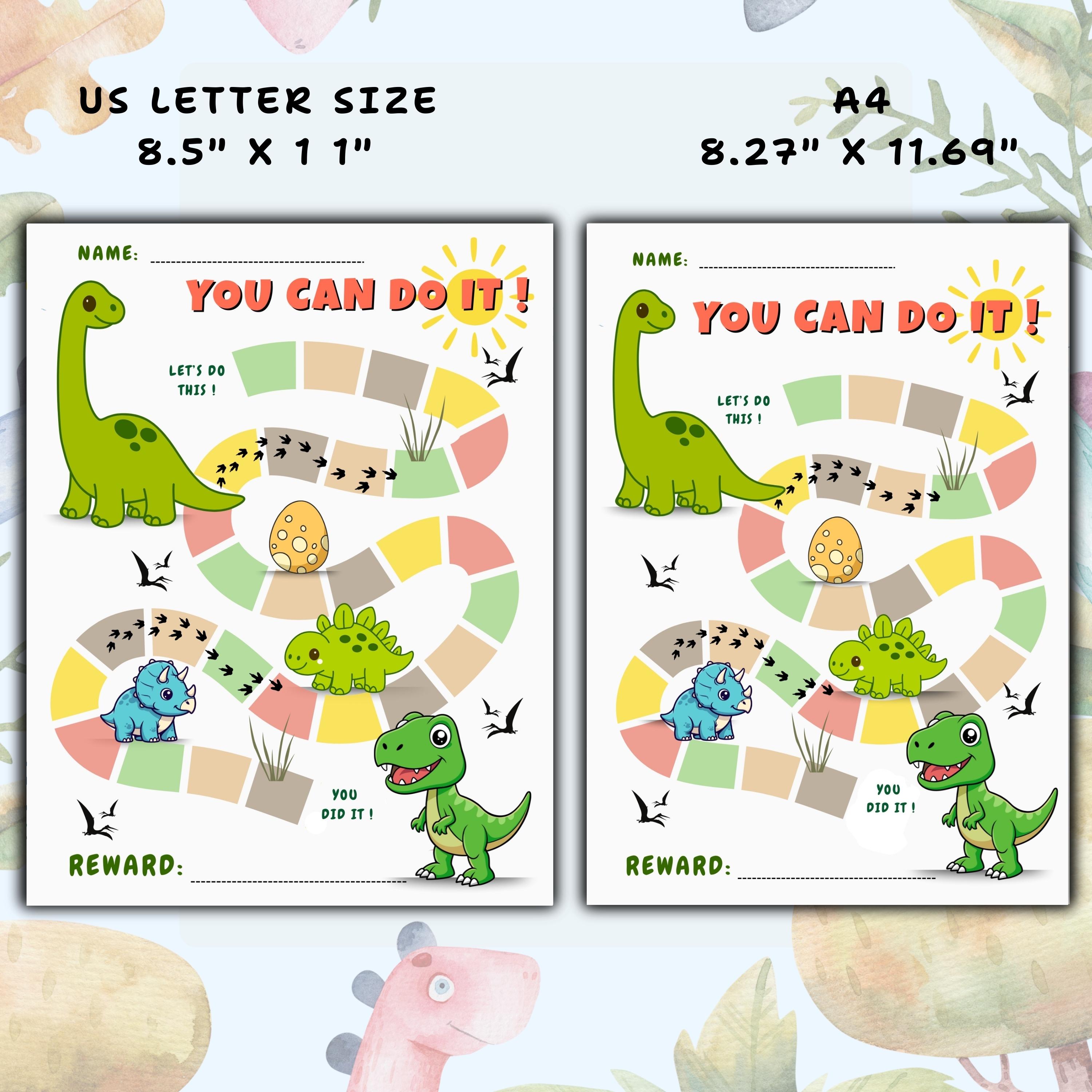 Dinosaur Potty Training Reward Chart, Kids Printable (digital Download ...