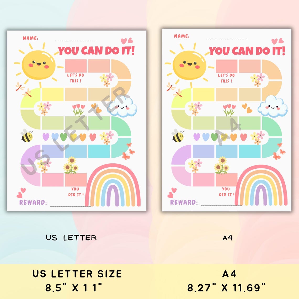 Playful Sun Rainbow Potty Training Printable Reward Chart for Girls ...
