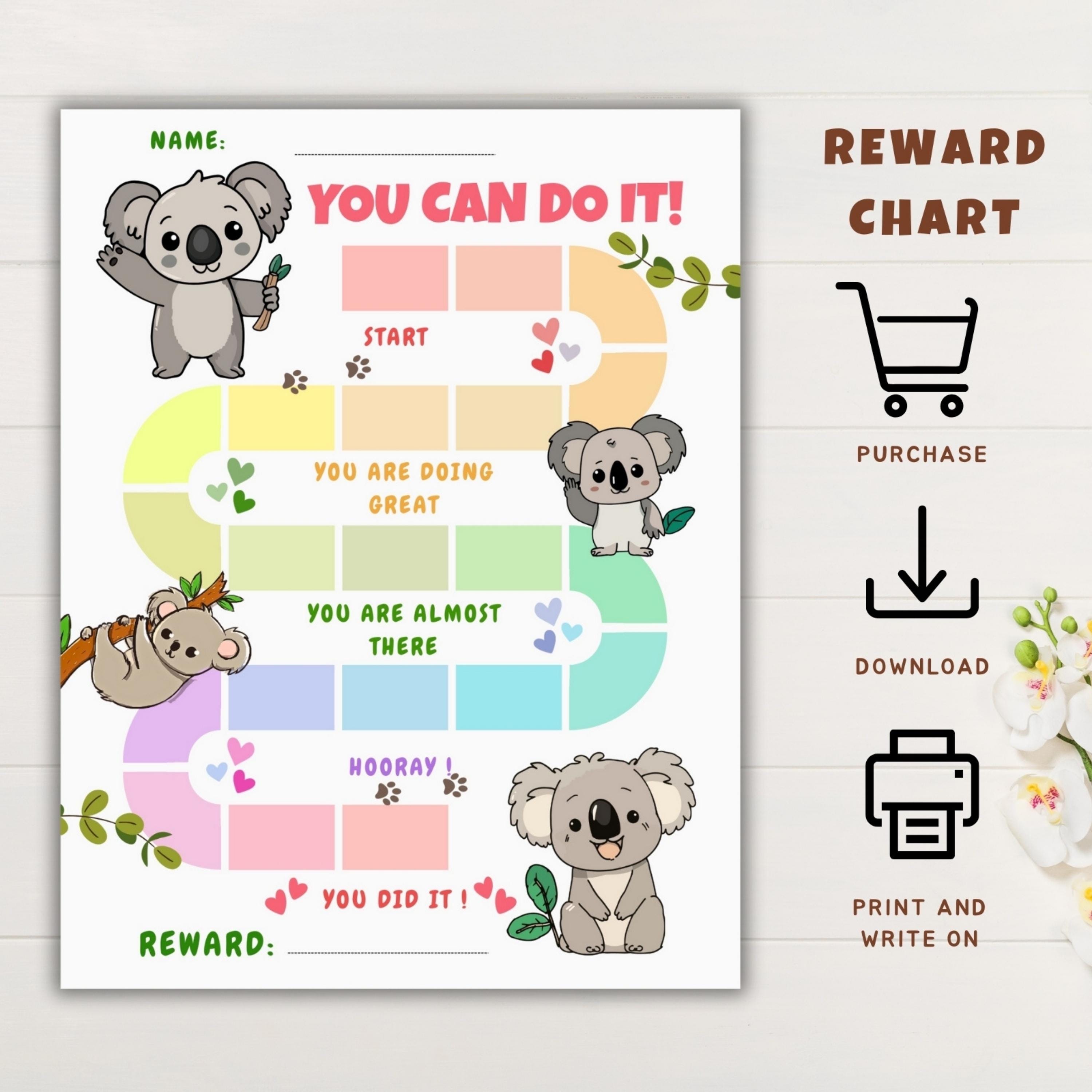 Boho Koala Reward Chart for Kids | Printable Chore Chart, Sticker ...