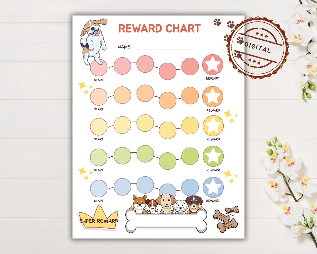 Printable Puppy Reward Chart for Kids, Behavior Chart, Toddler Routine ...