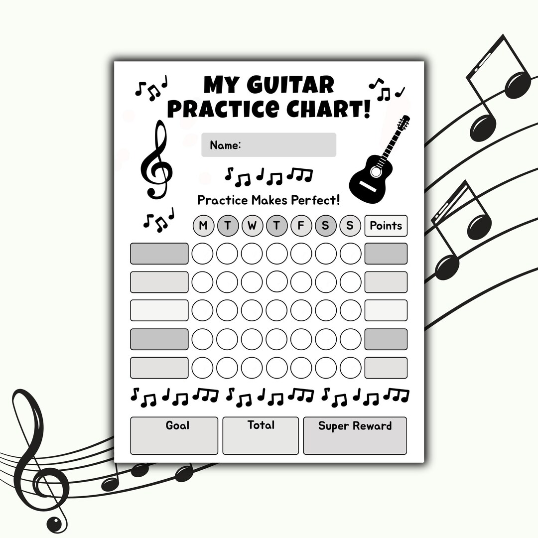 Guitar Practice Reward Chart, Music Student Incentive Tracker (PDF ...