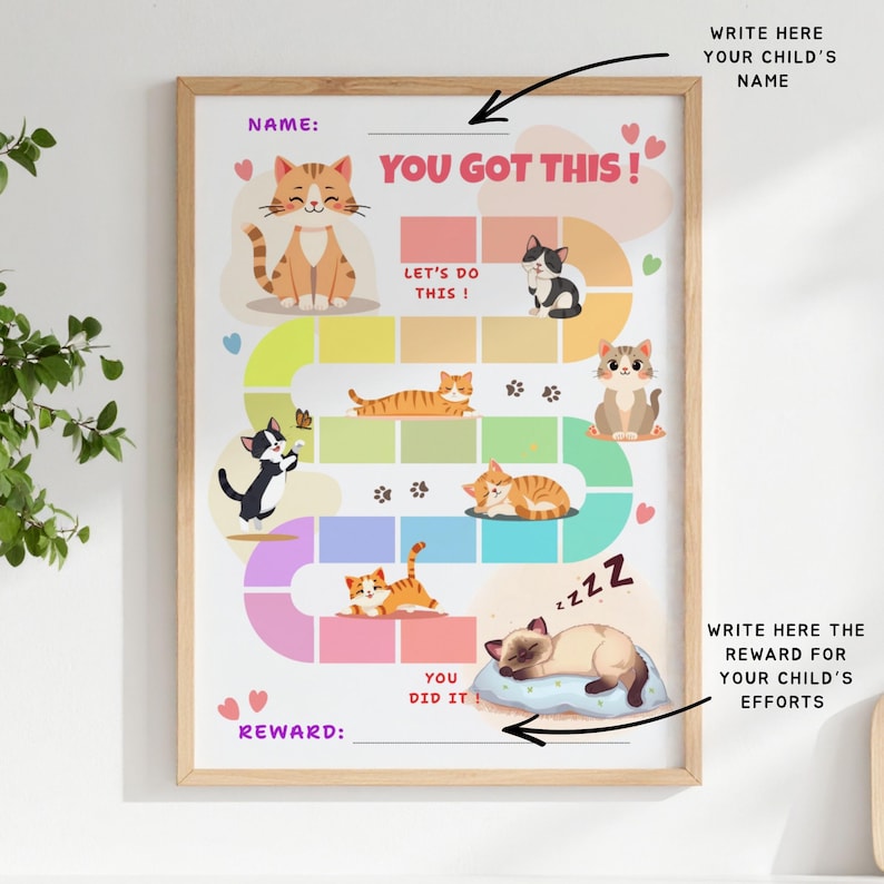 Cute Playful Printable Rainbow Kitty Cat Reward Chart for Toddlers and ...