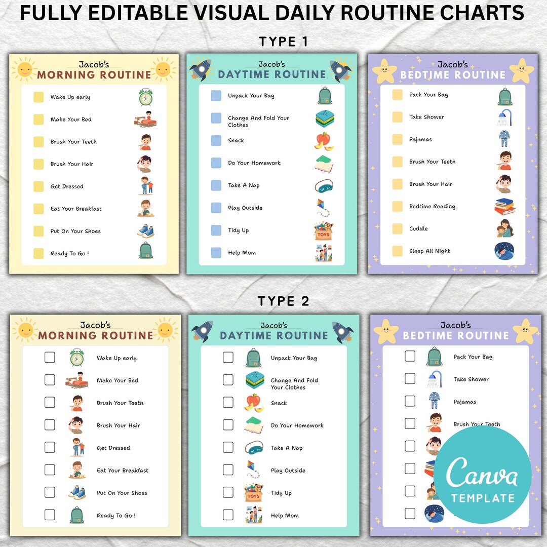 Ready to Print Morning, Evening, Daytime Routine Checklist, Morning ...