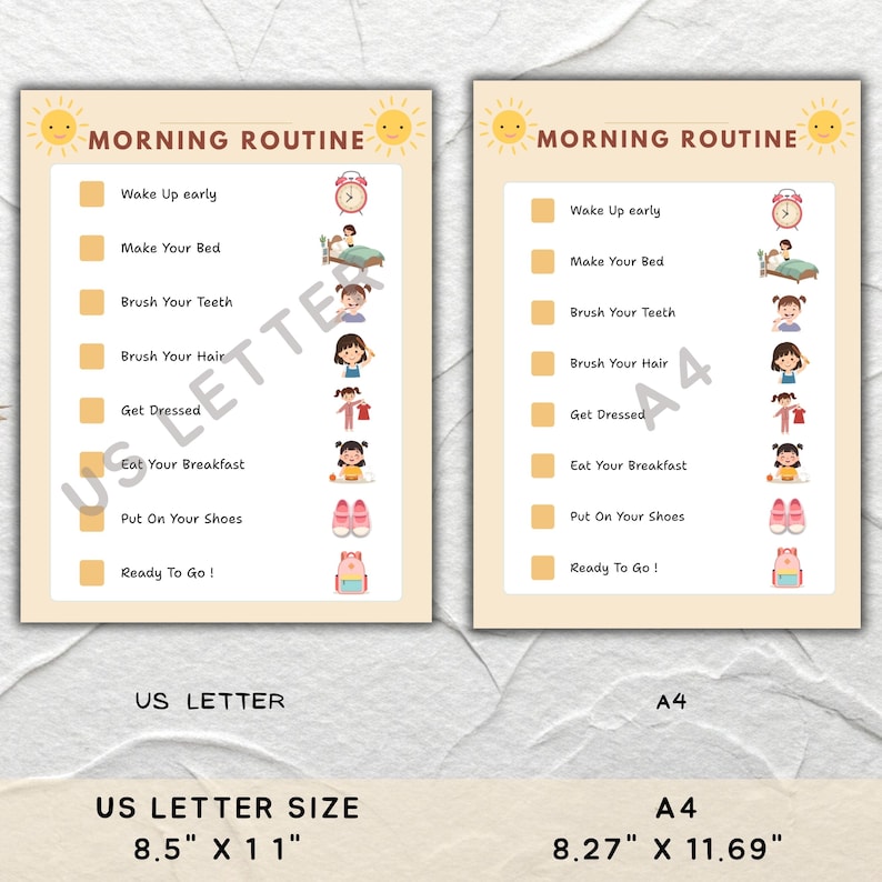 Ready to Print Morning, Evening, Daytime Routine Checklist, Morning ...