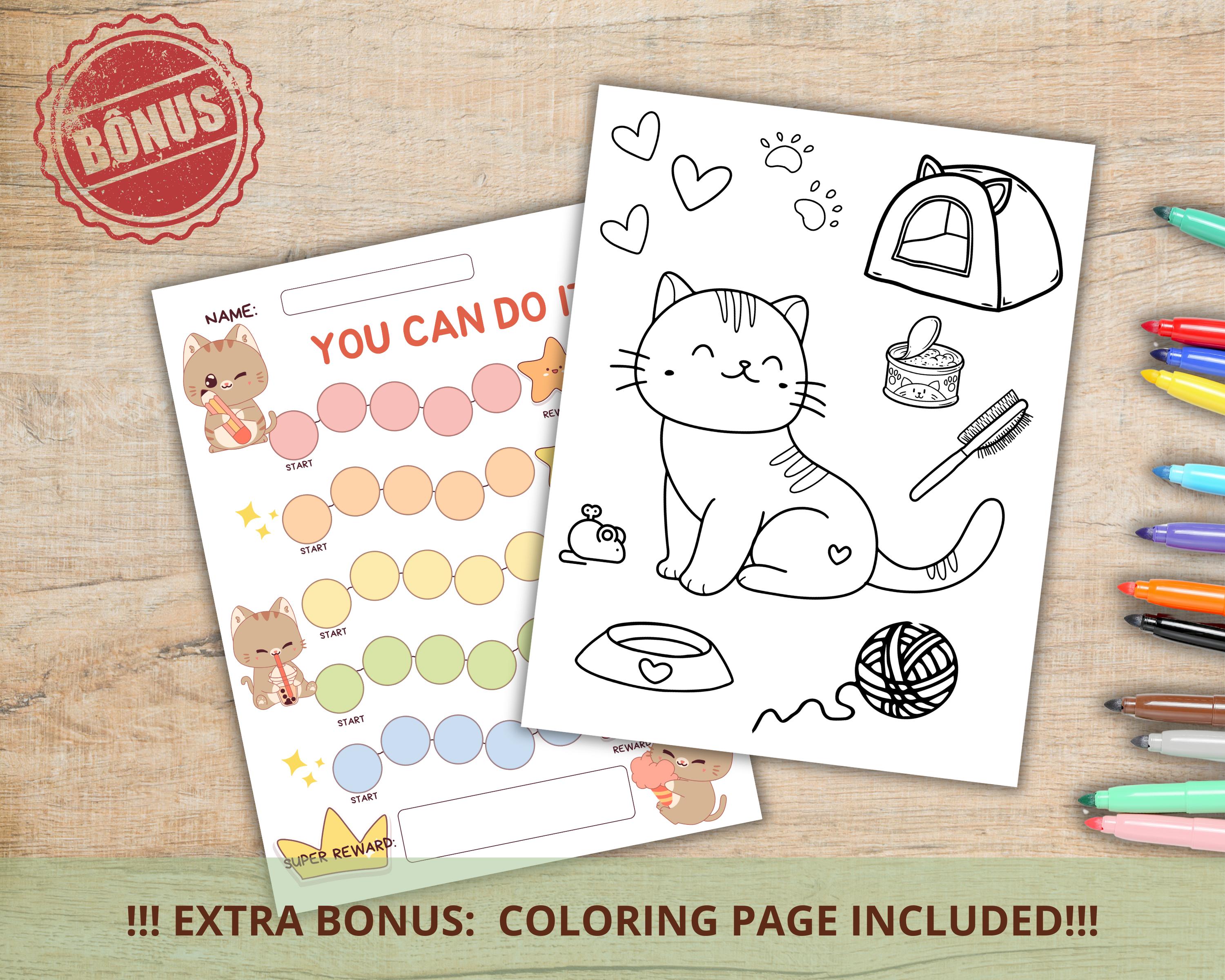 Printable Kitty Cat Reward Chart for Kids | Behavior Chart | Toddler ...