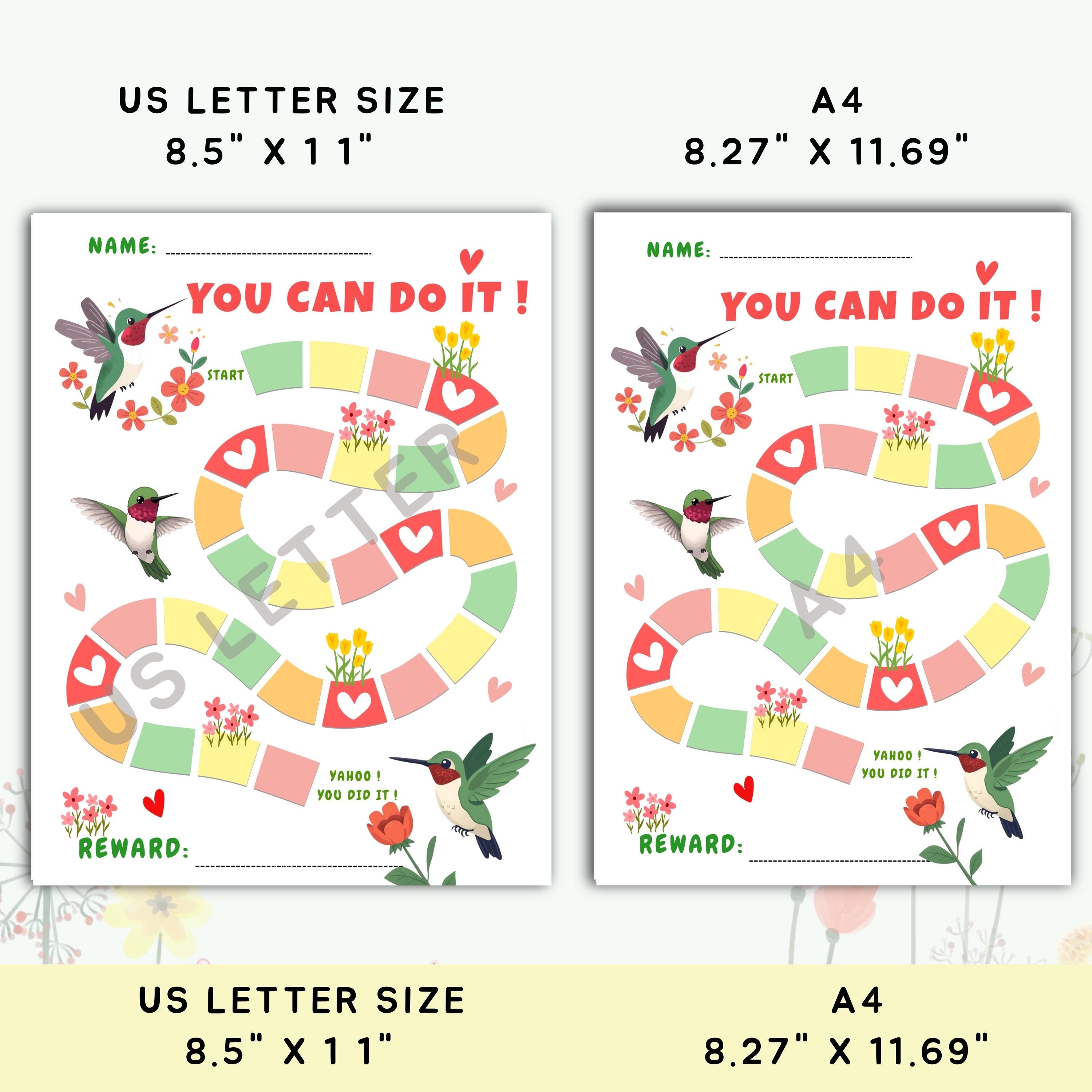 Hummingbird Reward Chart, Floral Behavior Tracker (digital Download, A4 ...