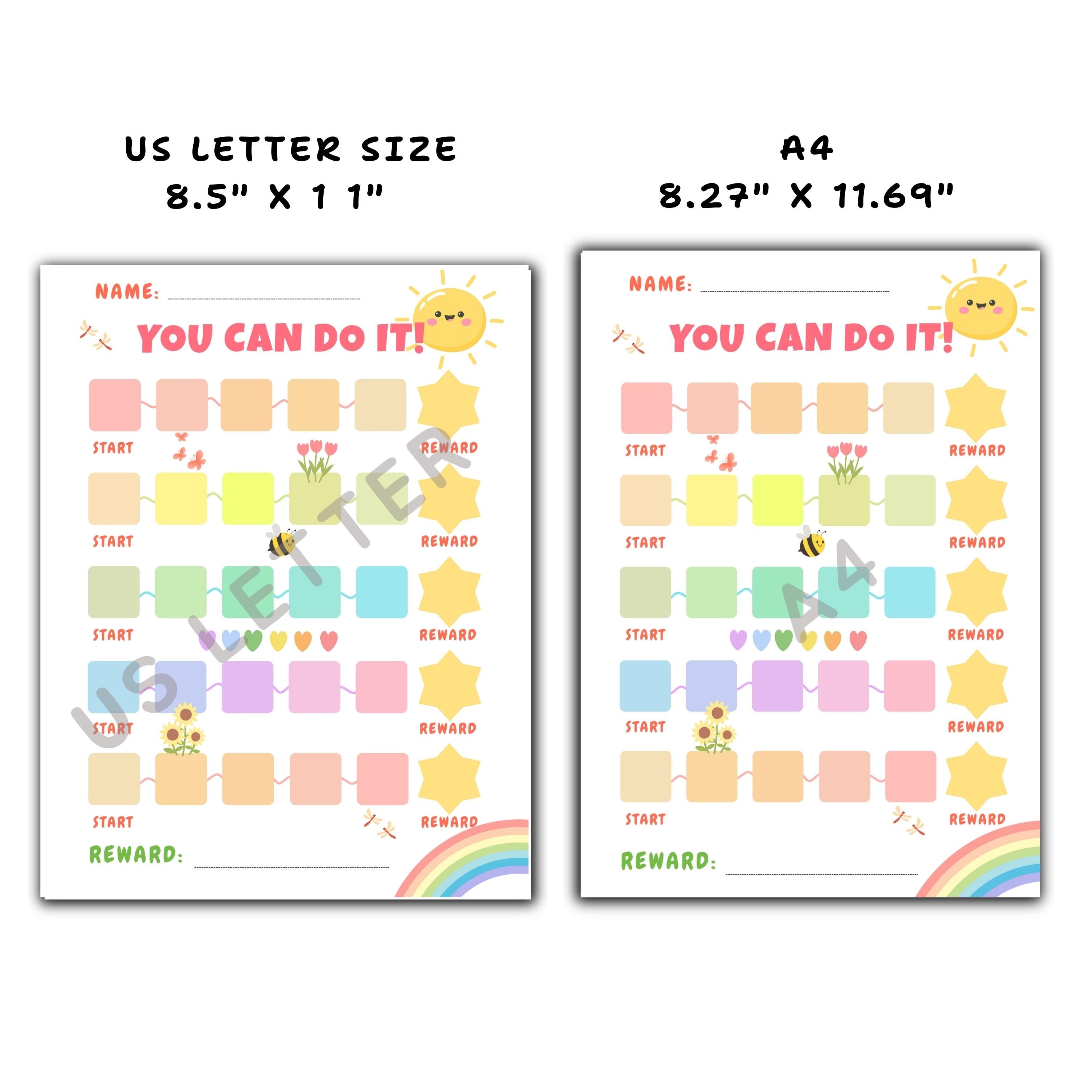 Potty Training Reward Chart: Sun Rainbow, Pastel Colors (digital ...
