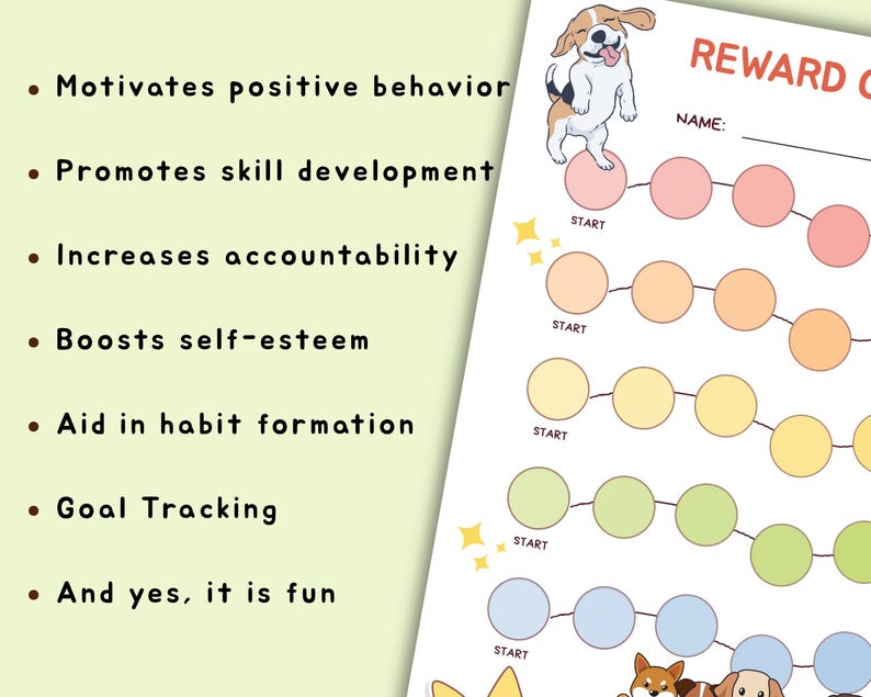 Printable Puppy Reward Chart for Kids, Behavior Chart, Toddler Routine ...