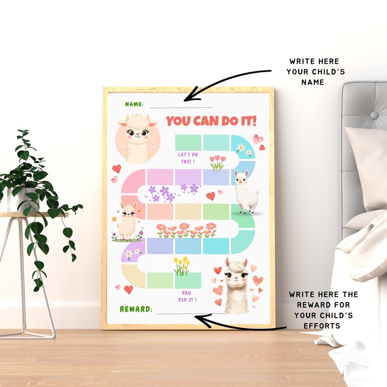 Printable Llama Alpaca Reward Chart for Kids, Toddler Potty Training ...