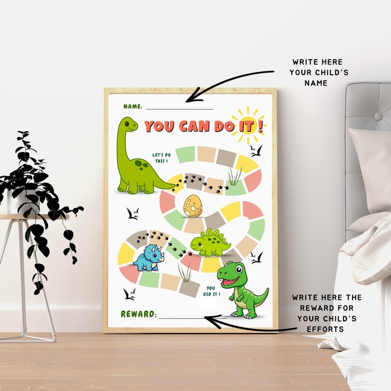 Dinosaur Potty Training Reward Chart, Kids Printable (digital Download ...