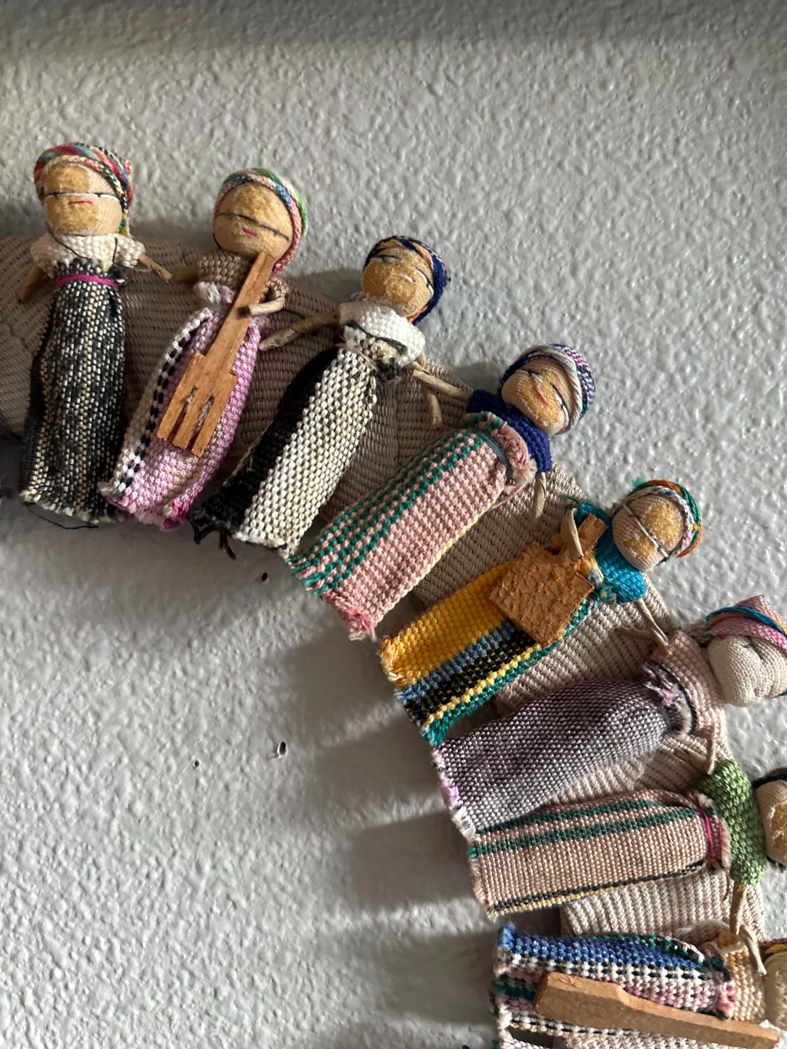 Vintage Guatemalan Worry Doll Wreath | Fabric Wall Hanging | Worry ...
