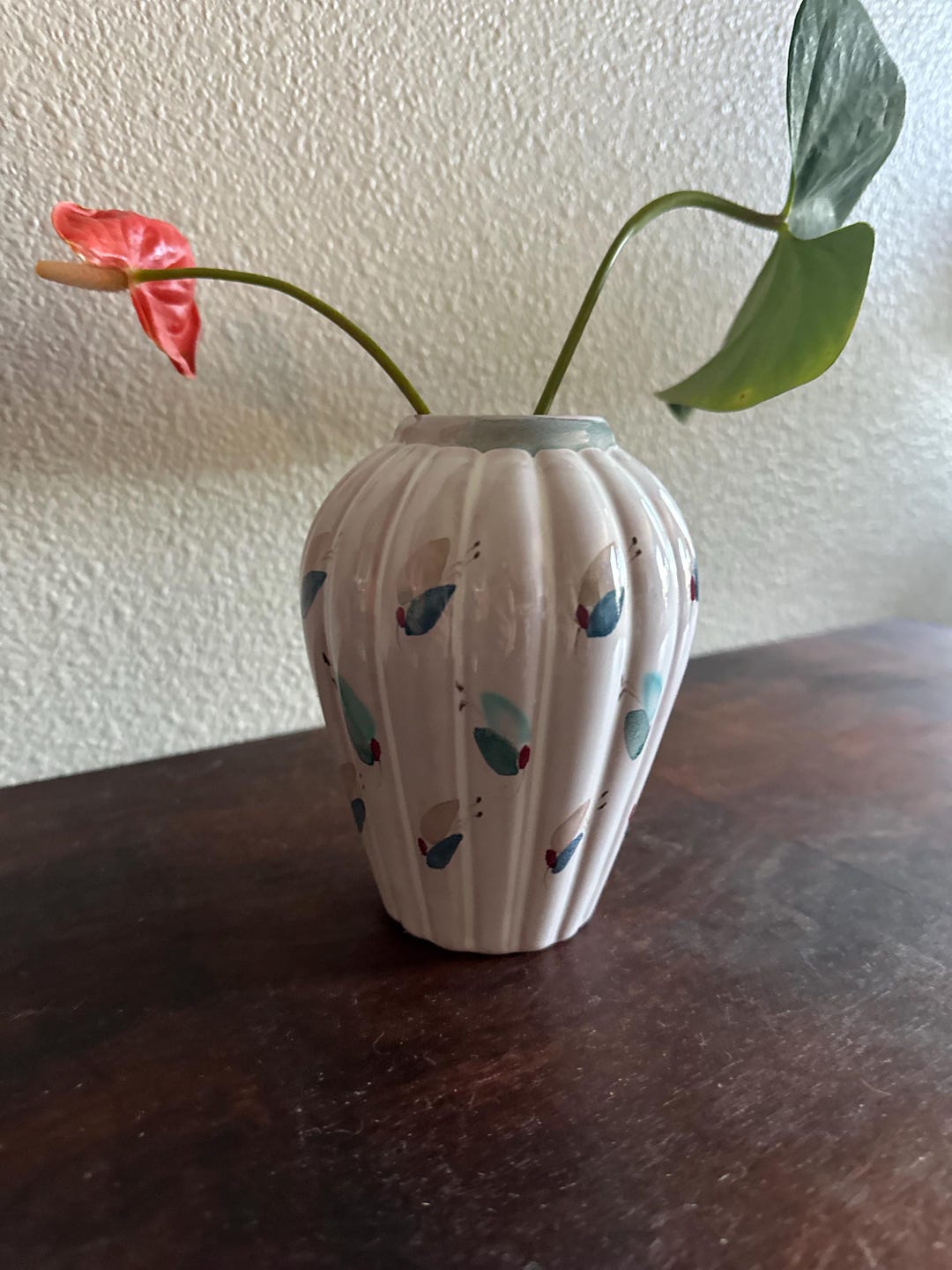 Vintage Arabia Finland Pottery Vase With Hand Painted Butterflies ...