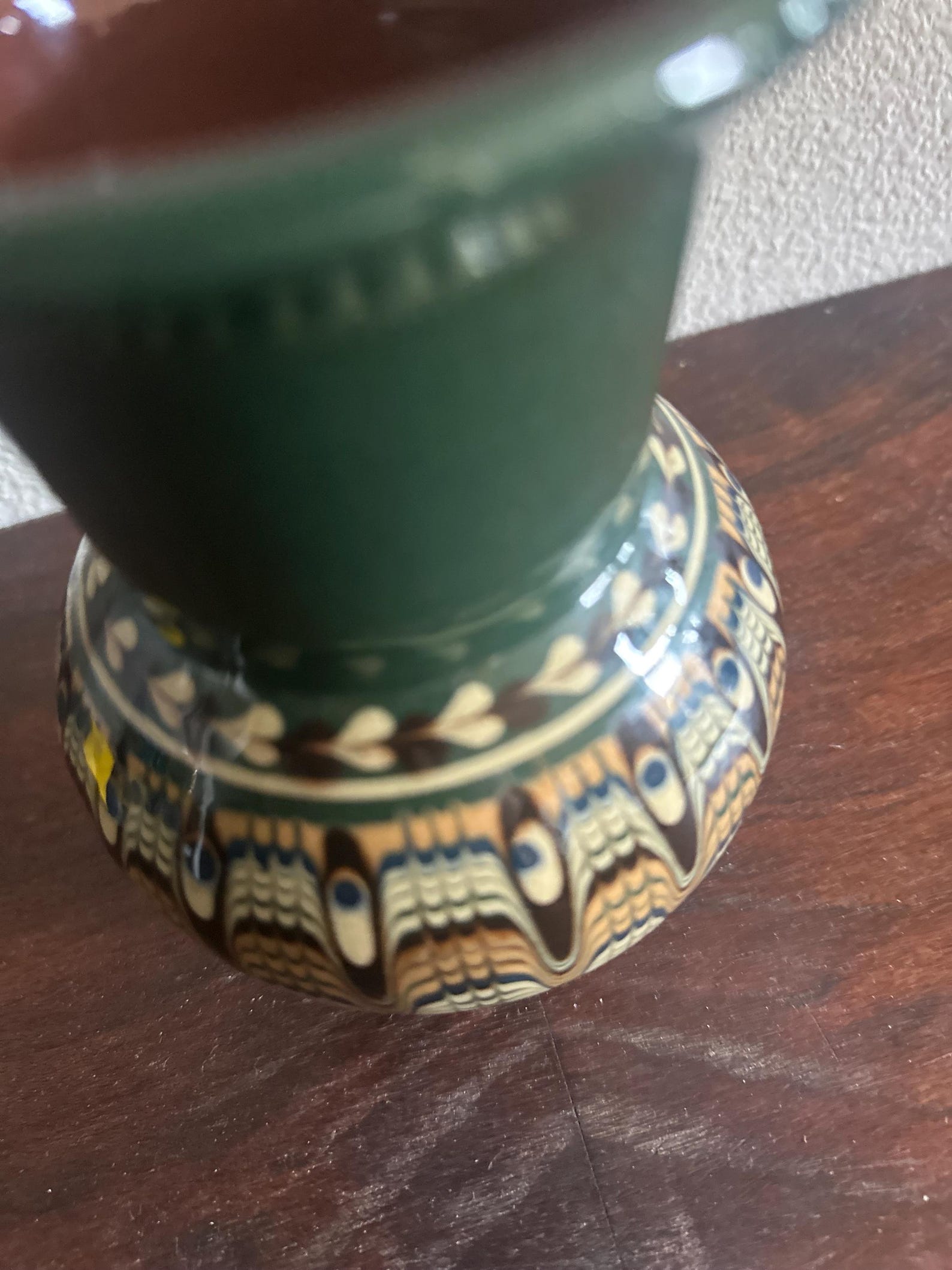 Vintage Bulgarian Troyan Pottery Vase | Fine Art Pottery | Green Red ...
