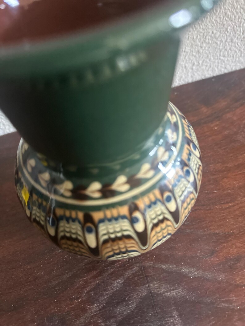 Vintage Bulgarian Troyan Pottery Vase | Fine Art Pottery | Green Red ...
