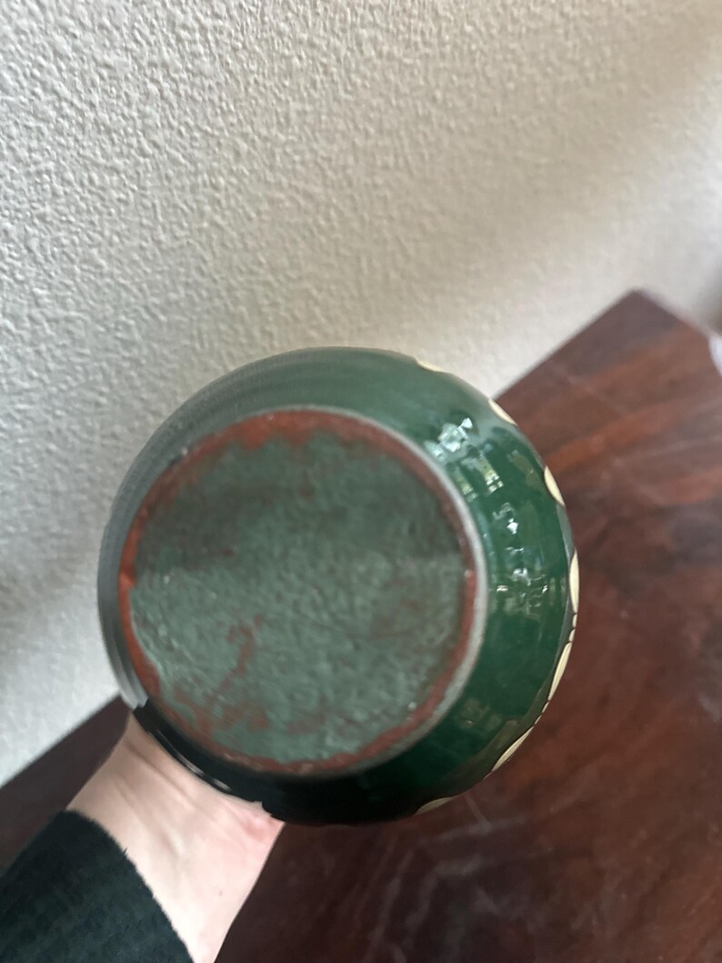 Vintage Bulgarian Troyan Pottery Vase | Fine Art Pottery | Green Red ...
